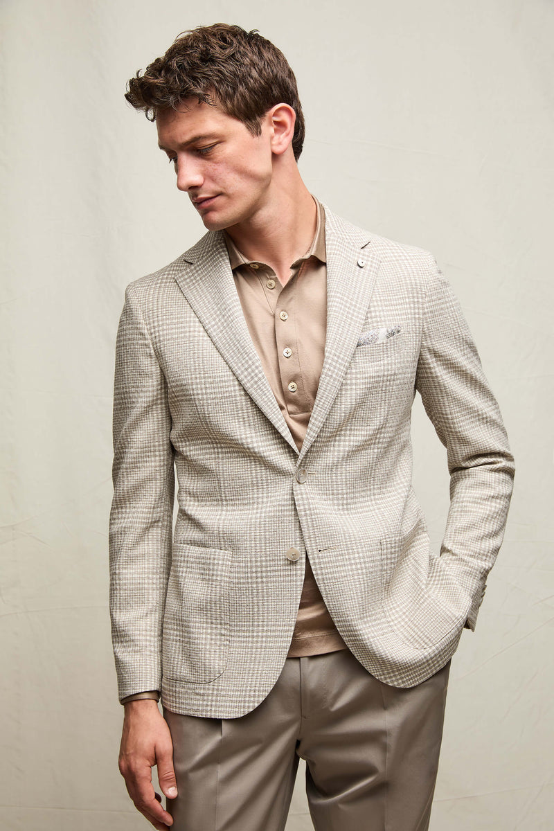 JACK jacket in beige stretch virgin wool | L.B.M. 1911